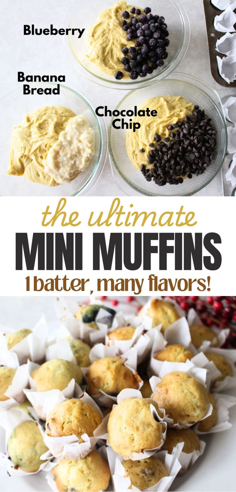 Ultimate Mini Muffins Recipe (1 Batter, Many Flavors!)